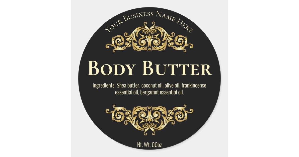Black Vintage Body Butter Labels | Zazzle