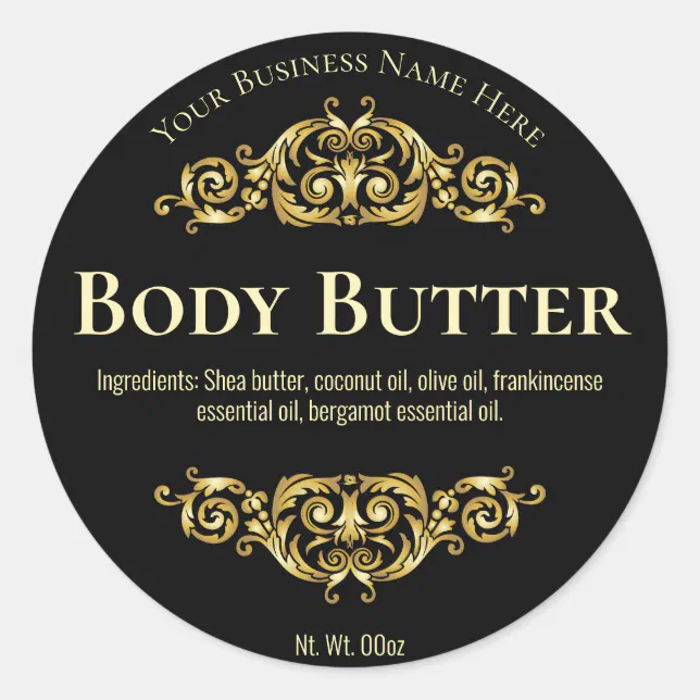 Black Vintage Body Butter Labels | Zazzle