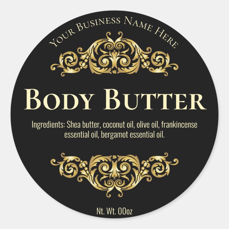 Black Vintage Body Butter Labels | Zazzle
