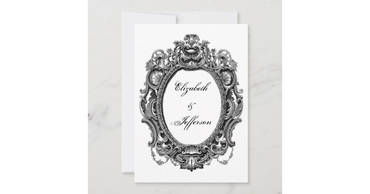 Black Vintage Frame Wedding Invitations | Zazzle