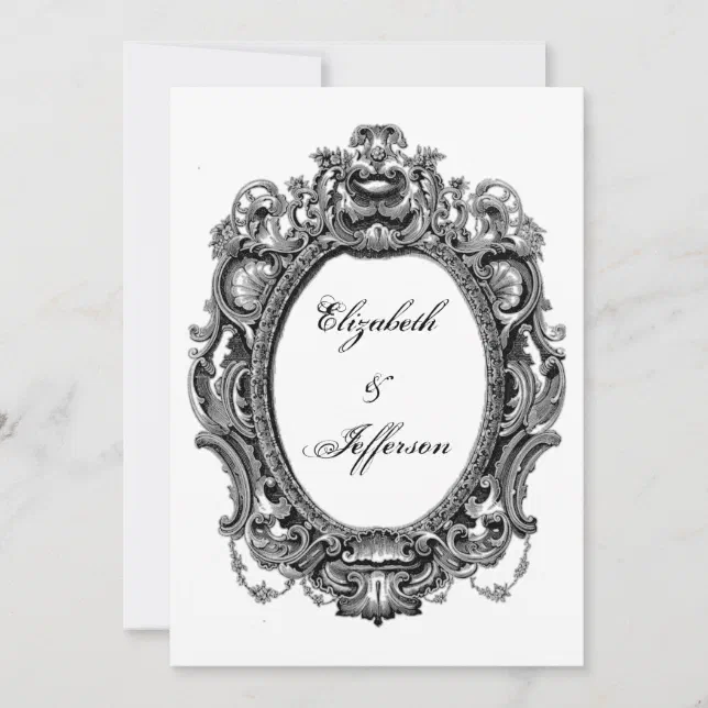 Black Vintage Frame Wedding Invitations | Zazzle