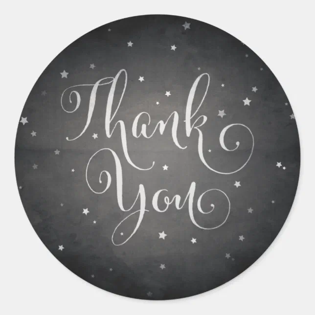 Black Vintage Stars Thank You Halloween Classic Round Sticker | Zazzle