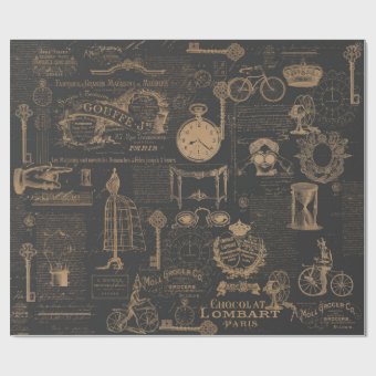 Black Vintage Style Wrapping Paper | Zazzle