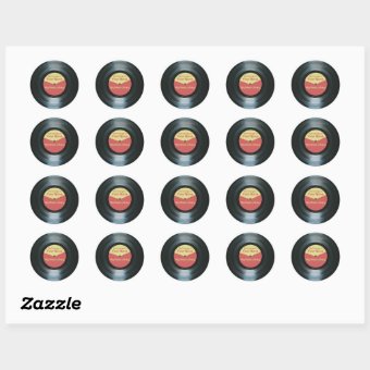 Black Vinyl Music Library Record Label Stickers | Zazzle