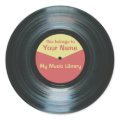 Black Vinyl Music Library Record Label Stickers | Zazzle