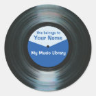 Black Vinyl Music Library Record Label Stickers | Zazzle.com
