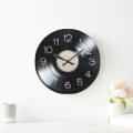 Black Vinyl Record Album Large Clock | Zazzle