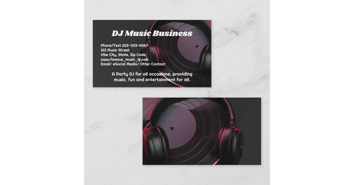 Black Vinyl Record Dj Party Music Deejay DJs Business Card | Zazzle