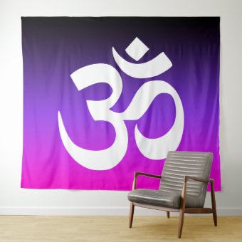 Black Violet and Hot Pink Ombre Om Symbol Tapestry | Zazzle