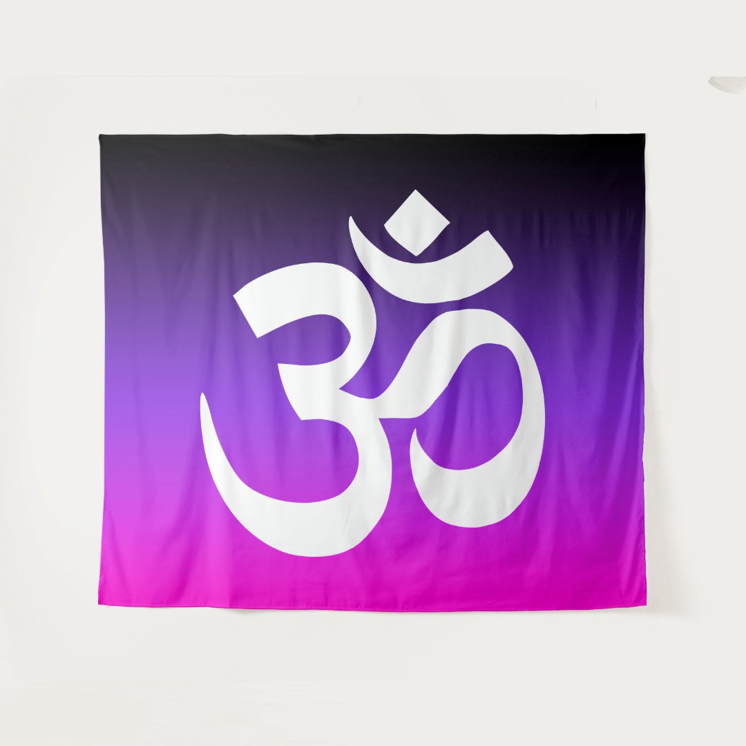 Black Violet and Hot Pink Ombre Om Symbol Tapestry | Zazzle