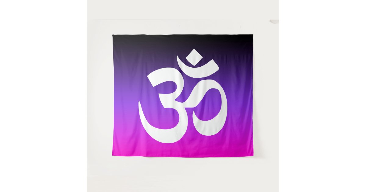 Black Violet and Hot Pink Ombre Om Symbol Tapestry | Zazzle