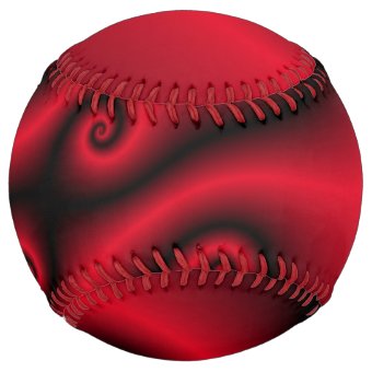 Black w/Red Swirls Softball | Zazzle