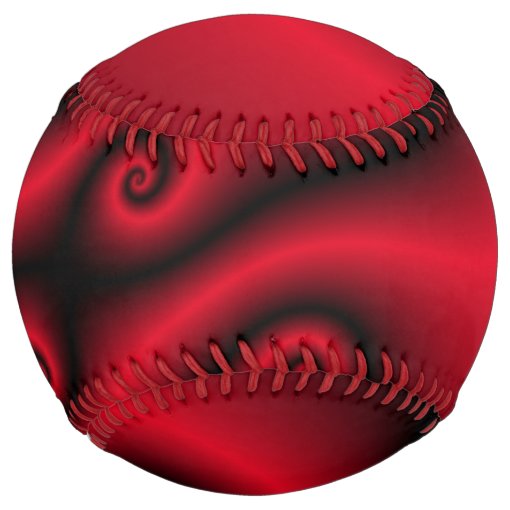 Black w/Red Swirls Softball | Zazzle