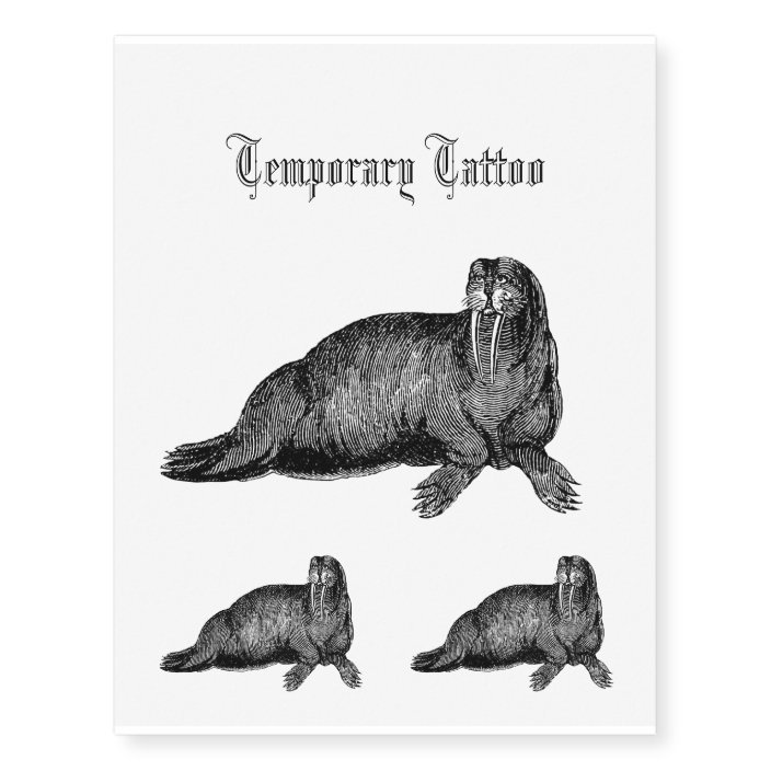 Black Walrus simple Drawing Temporary Tattoos | Zazzle.com