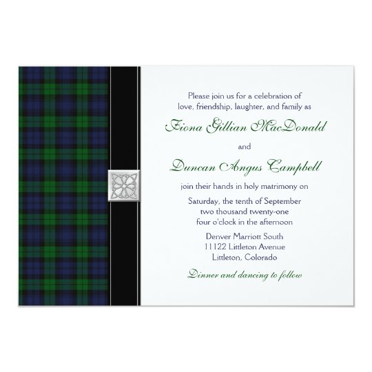 Black Watch Scottish Tartan Wedding Invitation | Zazzle.com