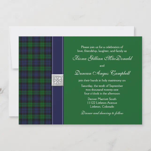 Black Watch Tartan Wedding Invitation | Zazzle