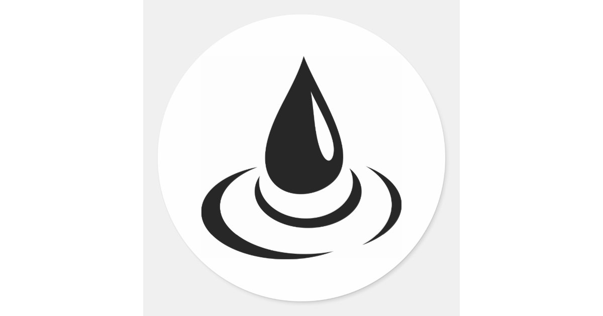 Black Water Droplet Classic Round Sticker | Zazzle