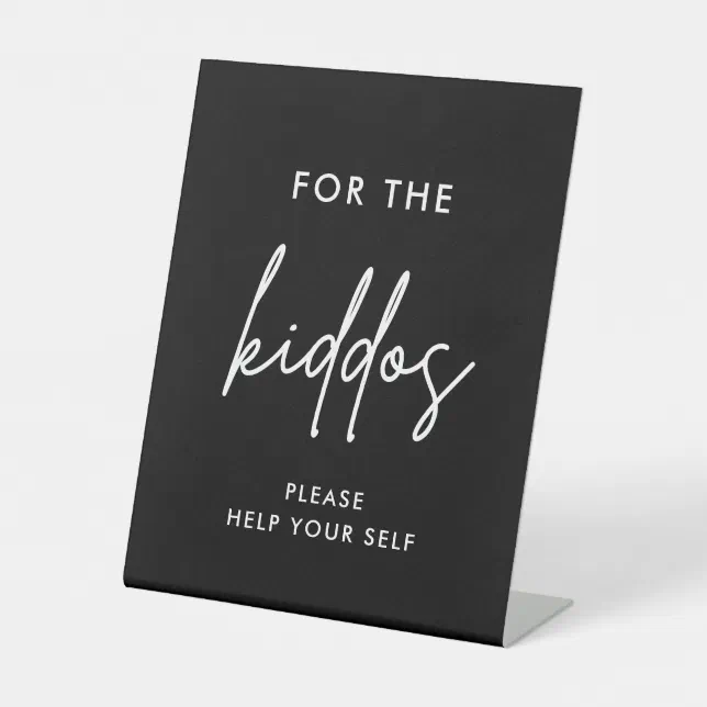 Black Wedding For The Kiddos Kids Activities Table Pedestal Sign | Zazzle