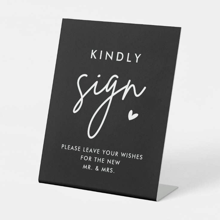 Black Wedding Guest Book Kindly Sign | Zazzle
