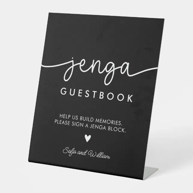 Black Wedding Jenga Guest Book Sign | Zazzle