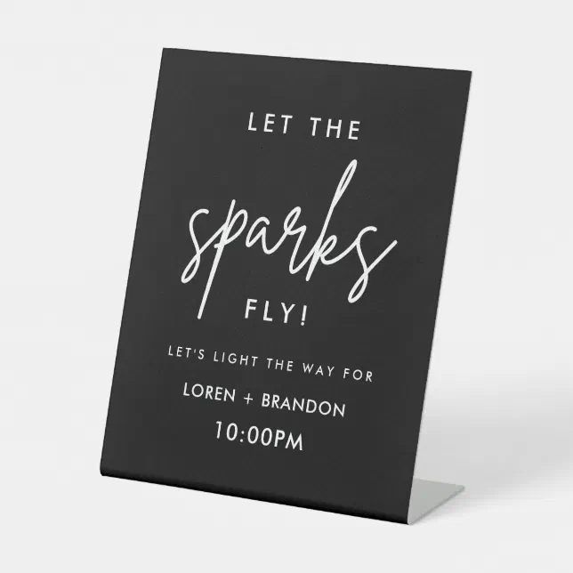 Black Wedding Sparkler Send Off Pedestal Sign | Zazzle