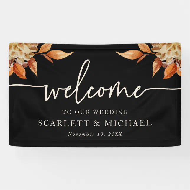 Black Welcome Wedding Banner | Zazzle