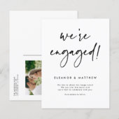 Black We're Engaged Hand Lettering Engagement Announcement Postcard ...