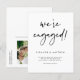 Black We're Engaged Hand Lettering Engagement Announcement Postcard ...
