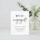 Black We're Engaged Hand Lettering Engagement Announcement Postcard ...