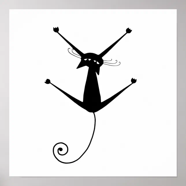 Black Whimsy Kitty 10 Poster | Zazzle