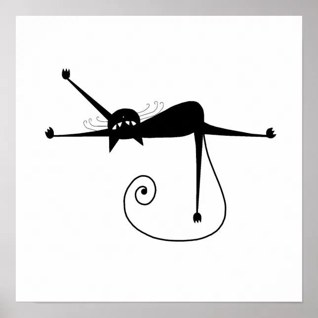 Black Whimsy Kitty 7 Poster | Zazzle