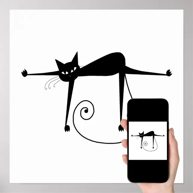 Black Whimsy Kitty 8 Poster | Zazzle