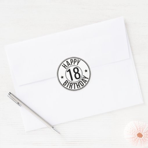 Black & white 18th Birthday Classic Round Sticker | Zazzle