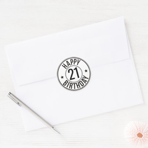 Black & white 21st Birthday Classic Round Sticker | Zazzle