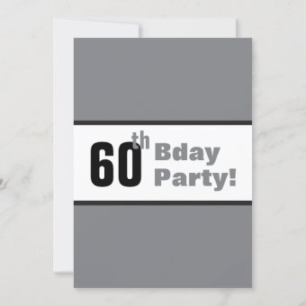 Black & White 60th Birthday Party Invitation | Zazzle
