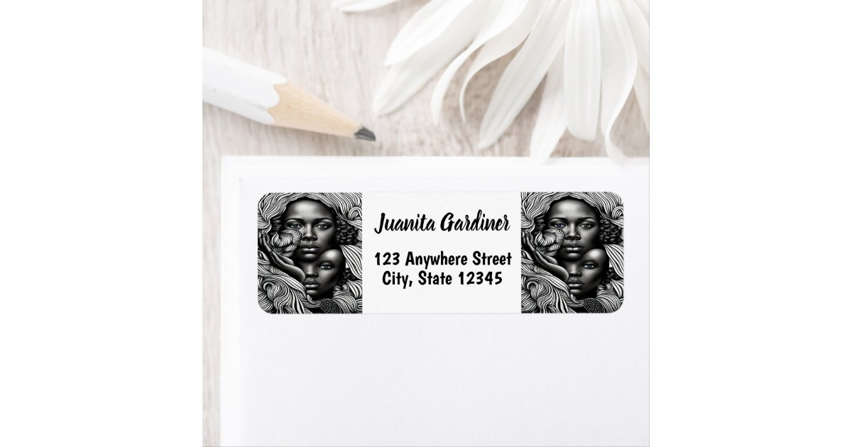 Black & White Abstract African American Women Label | Zazzle