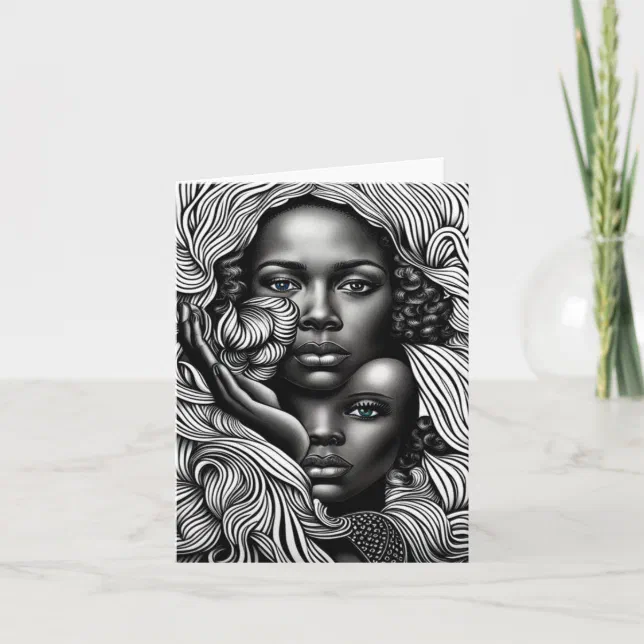Black & White Abstract African American Women Note Card | Zazzle