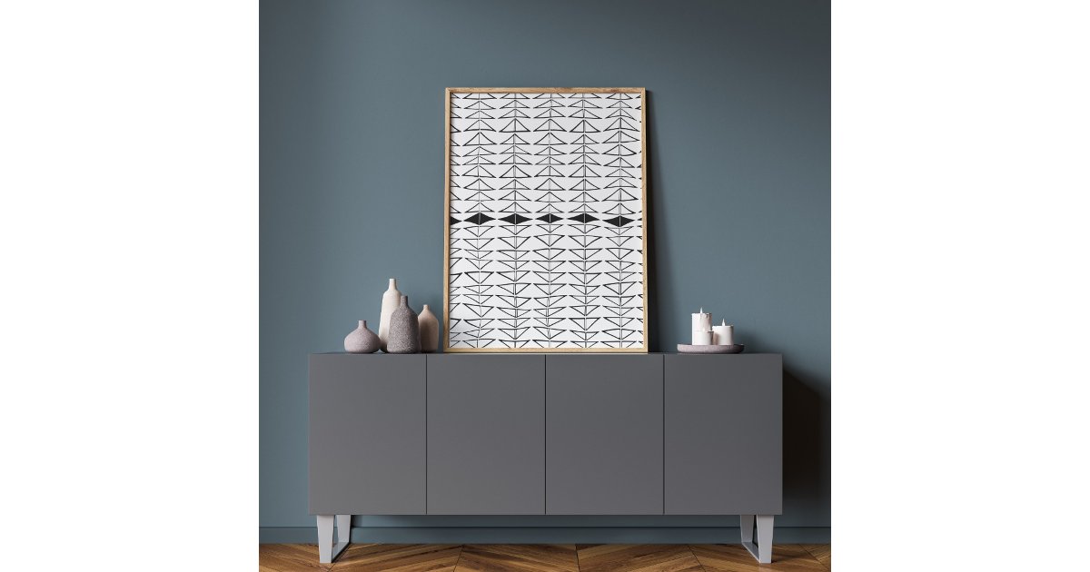 Black White Abstract Lines Shapes Quirky Pattern Poster | Zazzle