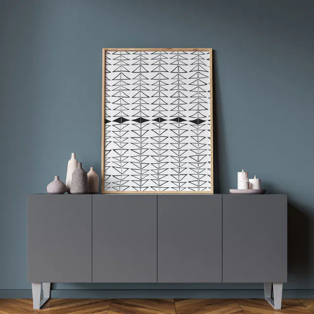 Black White Abstract Lines Shapes Quirky Pattern Poster | Zazzle