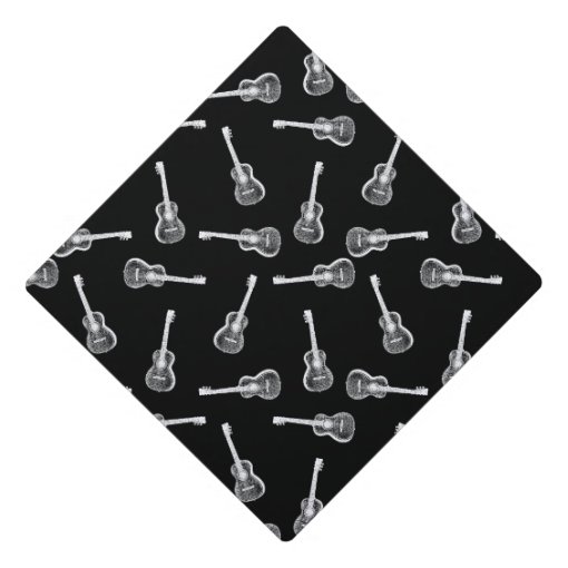 Black & White Acoustic Guitars Design Music Themed Graduation Cap ...