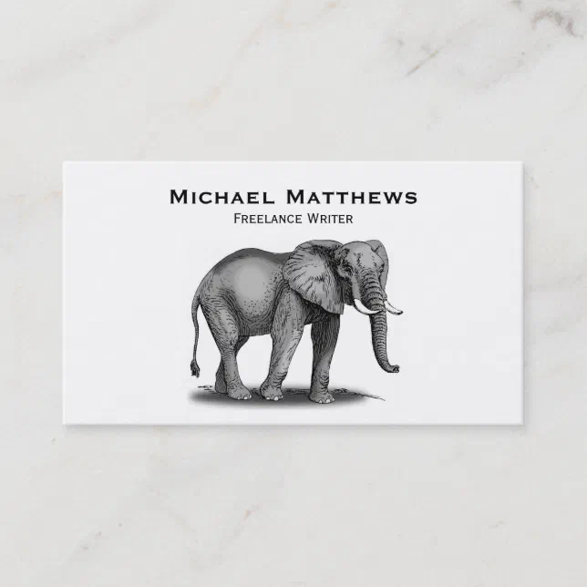 Black White African Elephant Personalized Business Card | Zazzle