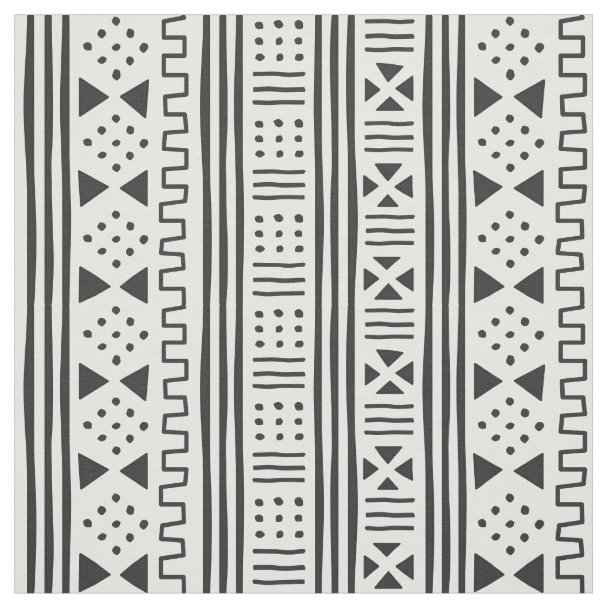 Mud Print Inspired Pattern | Black/White Fabric | Zazzle