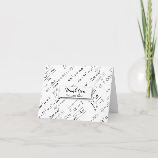 Black White Algebra Math Custom Text Thank You Card | Zazzle.com