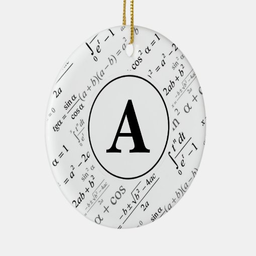 Black White Algebra Math Monogram Initial Ceramic Ornament | Zazzle
