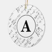 Black White Algebra Math Monogram Initial Ceramic Ornament | Zazzle