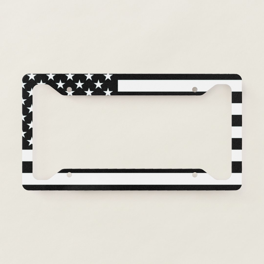 Black & White American Flag License Plate Frame | Zazzle