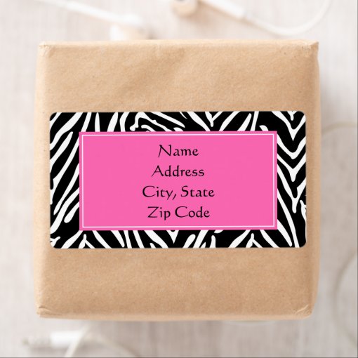 Black, White and Hot Pink Zebra Print Label | Zazzle