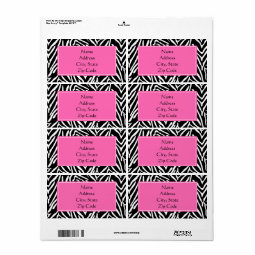 Black, White and Hot Pink Zebra Print Label | Zazzle