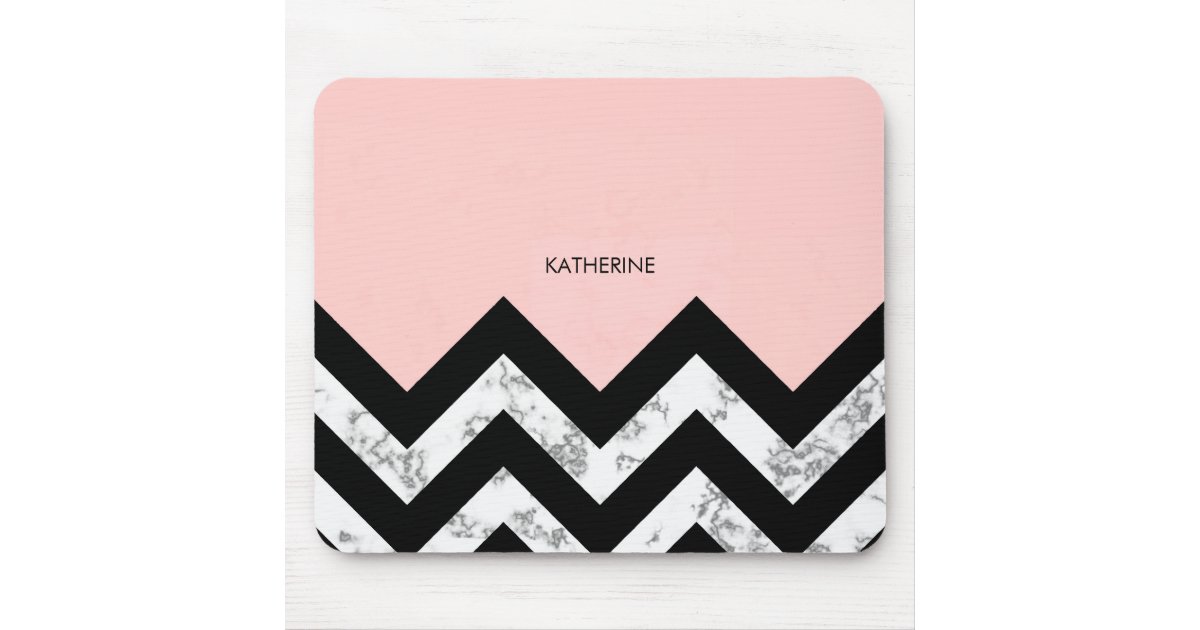 Black White and Pink Chevrons Mouse Pad | Zazzle