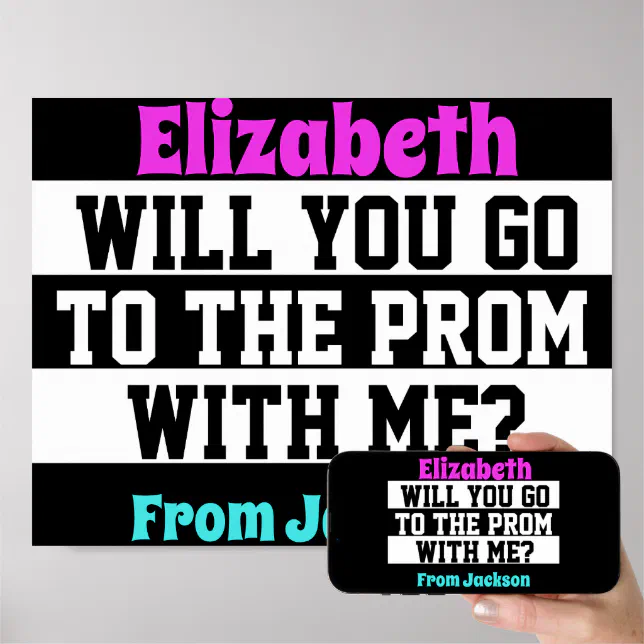 Black, White and Pink Promposal Poster | Zazzle